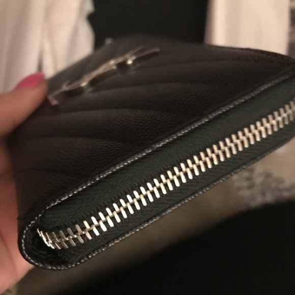 Yves Saint Laurent | Bags | Ysl Logo Monogram Zip Wallet | Poshmark